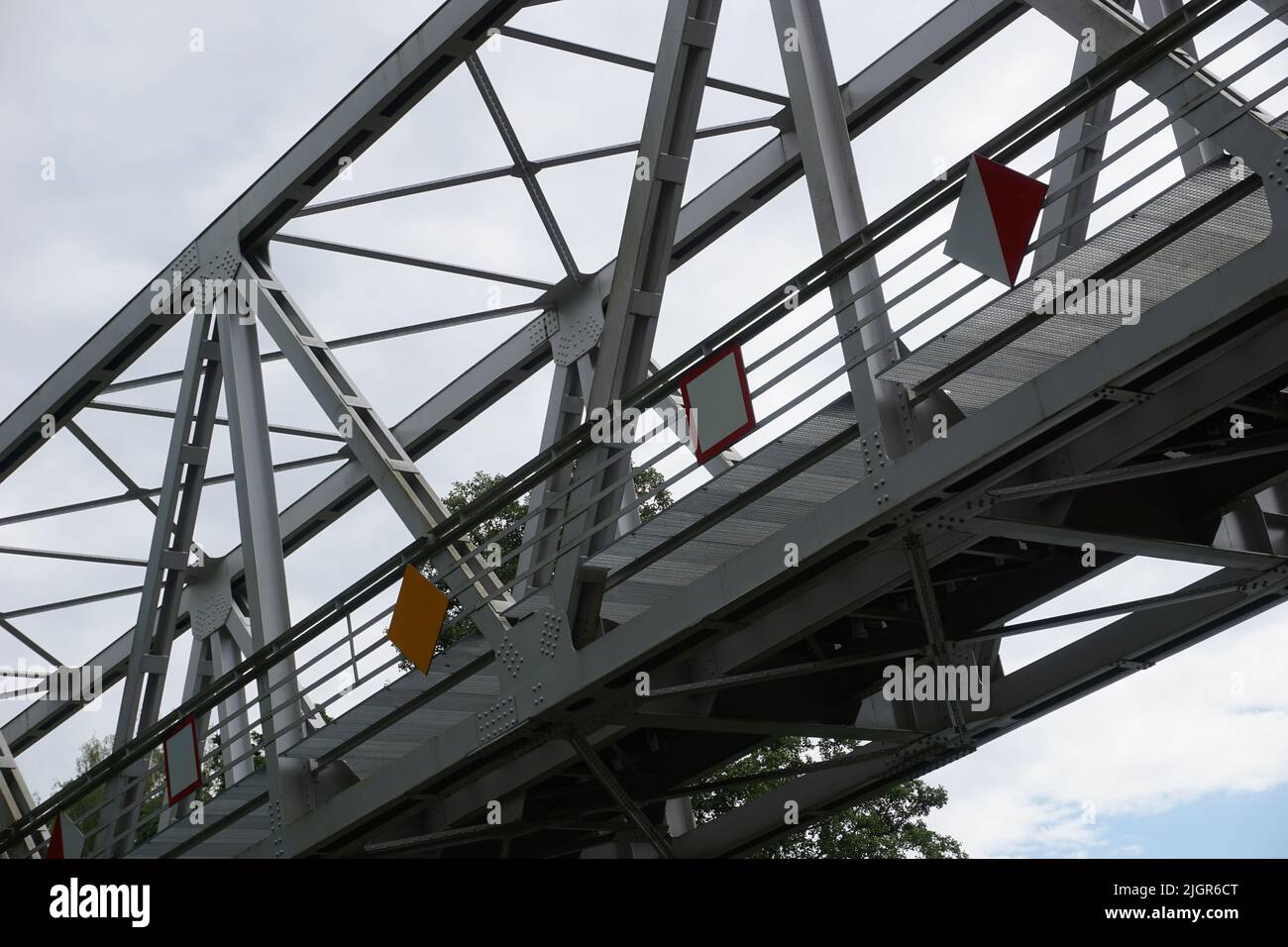 Truss train bridge - side view Stock Photo - Alamy