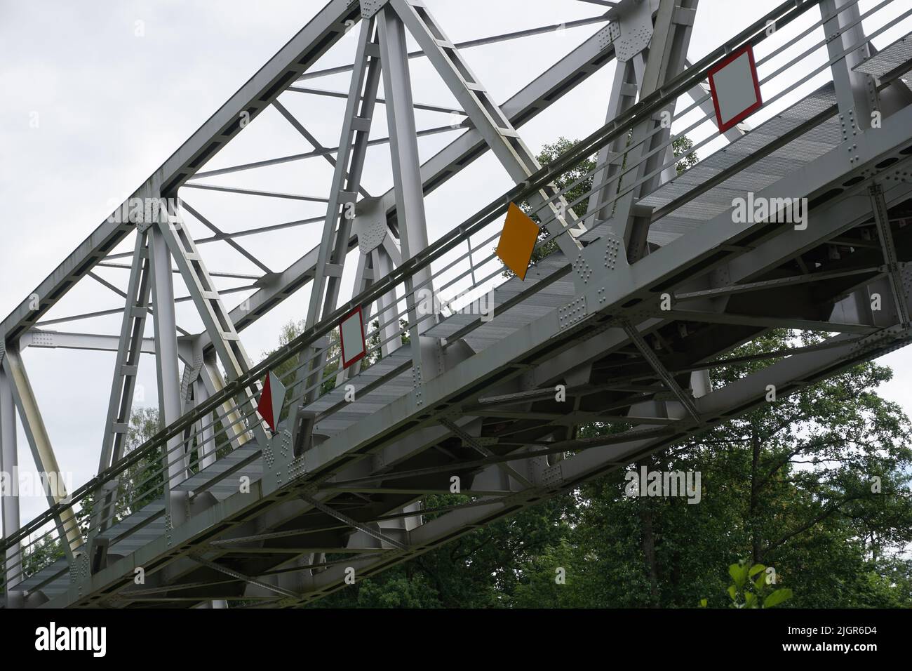 Truss train bridge - side view Stock Photo - Alamy