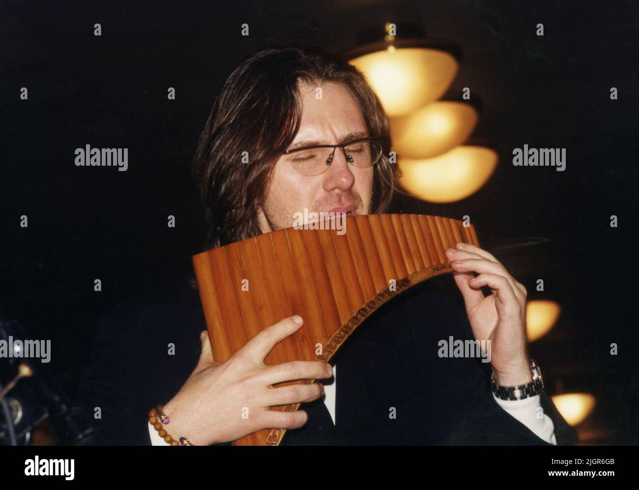 Romanian pan flute artist Nicolae Voiculet, approx. 2000 Stock Photo ...