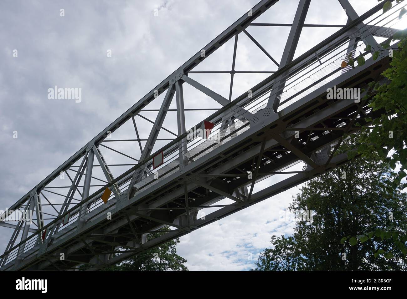 Truss train bridge - side view Stock Photo - Alamy