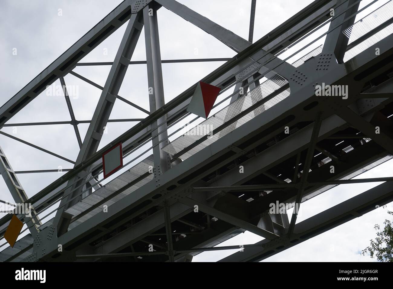 Truss train bridge - side view Stock Photo - Alamy