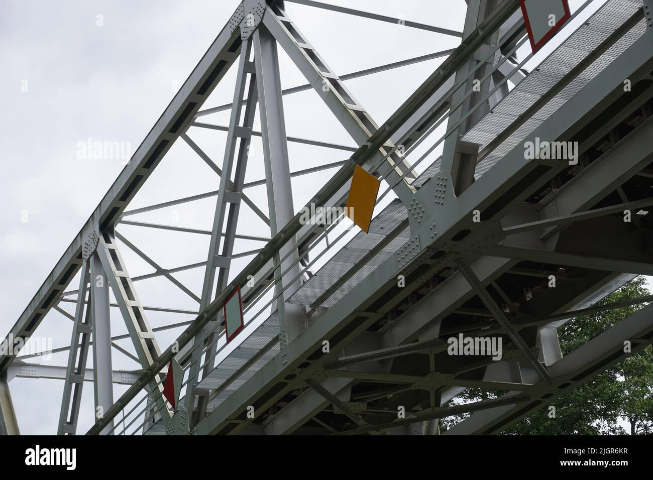 Truss train bridge - side view Stock Photo - Alamy