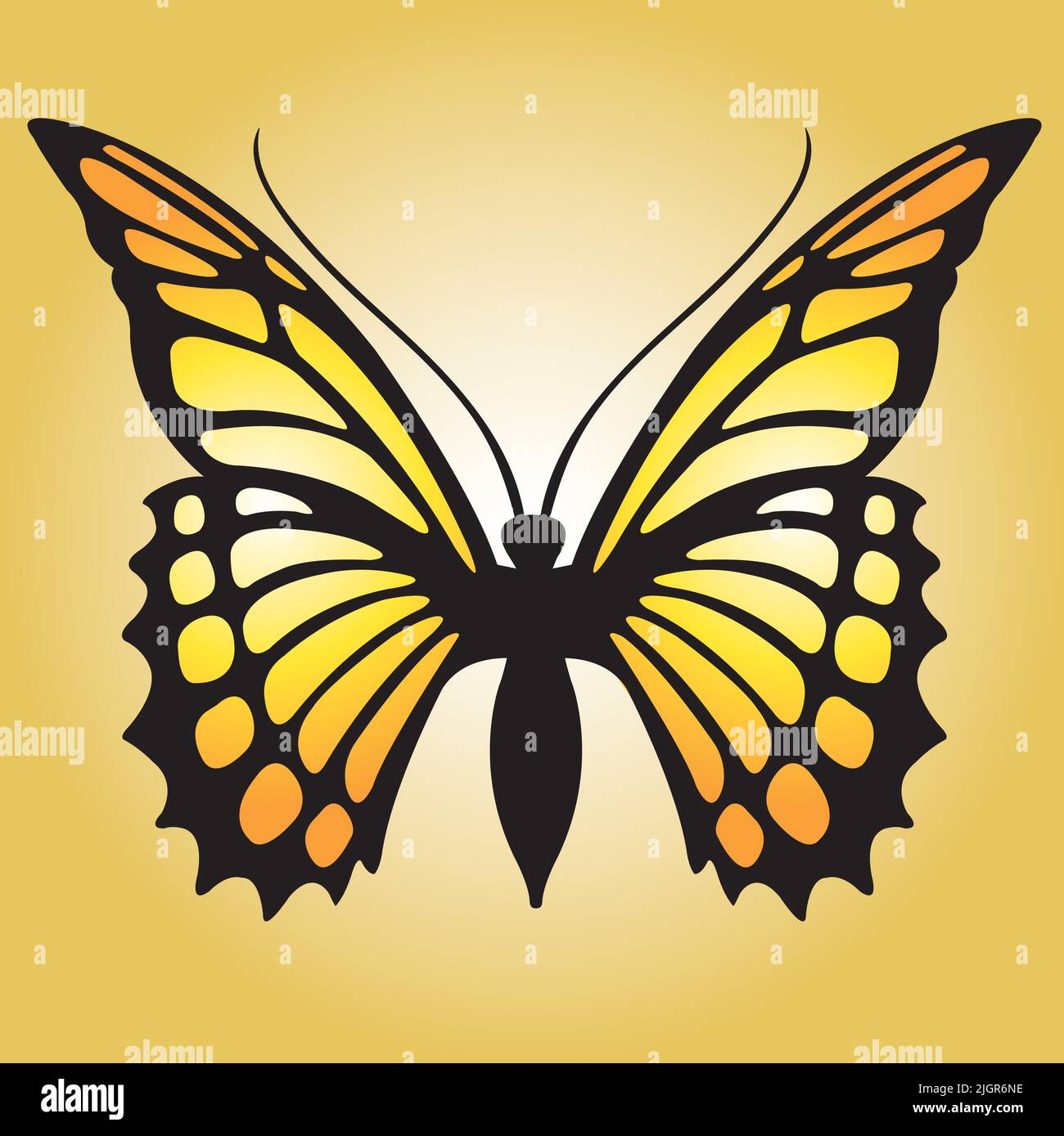 Yellow Monarch Butterfly Drawing