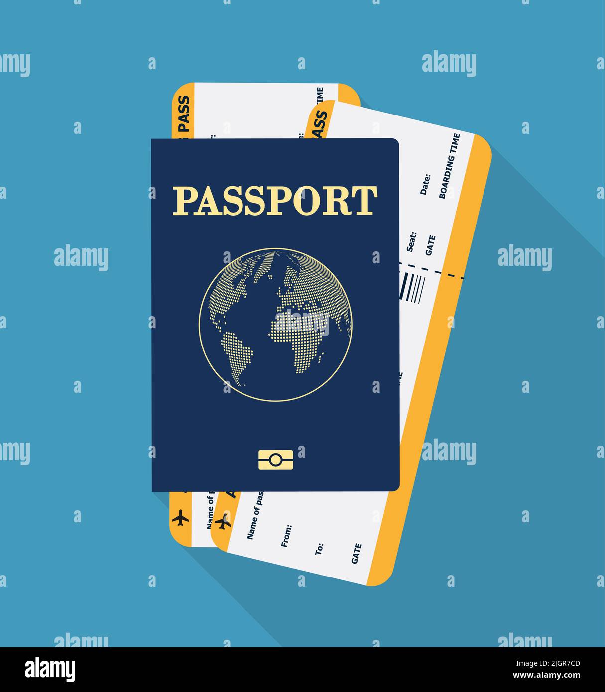Vector Passport With Tickets Air Travel Concept Flat Design
