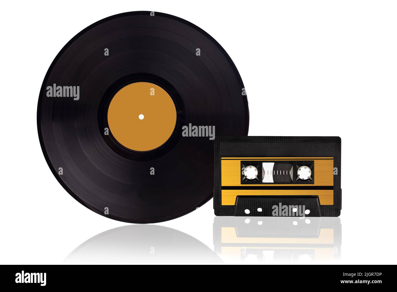 Music audio vinyl and tape disc vintage isolated on white background ...