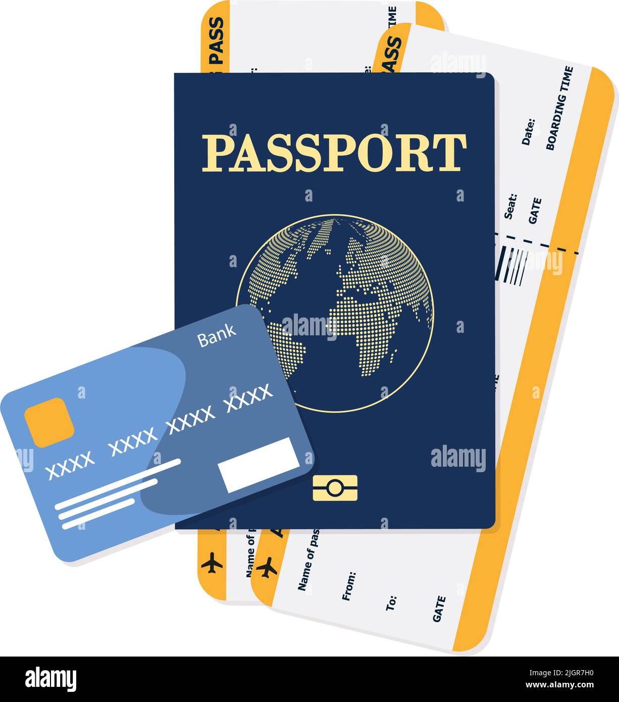Vector passport with tickets. Air travel concept. Flat Design ...