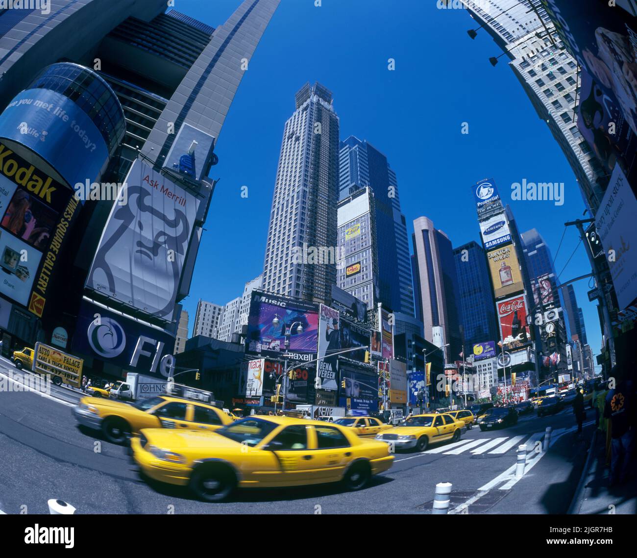 2001 HISTORICAL STREET SCENE YELLOW TAXI CABS TIMES SQUARE MANHATTAN ...