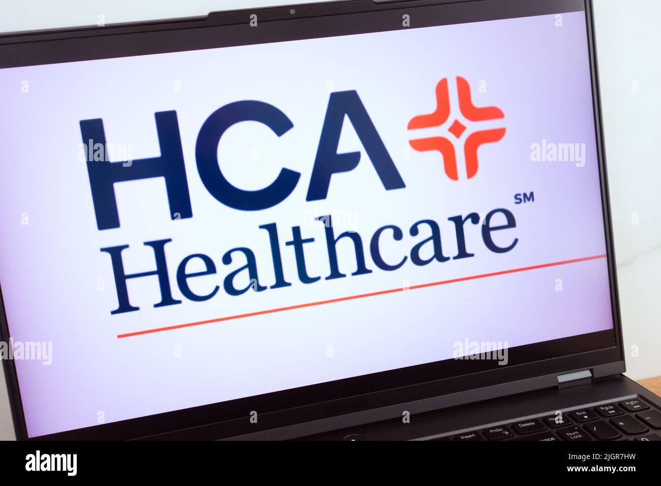 KONSKIE, POLAND - July 11, 2022: HCA Healthcare company logo displayed ...