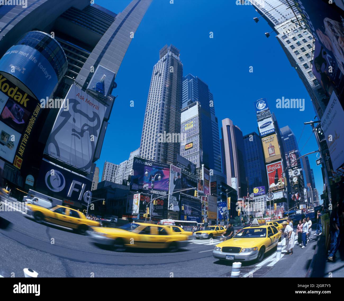 2001 HISTORICAL STREET SCENE YELLOW TAXI CABS TIMES SQUARE MANHATTAN ...