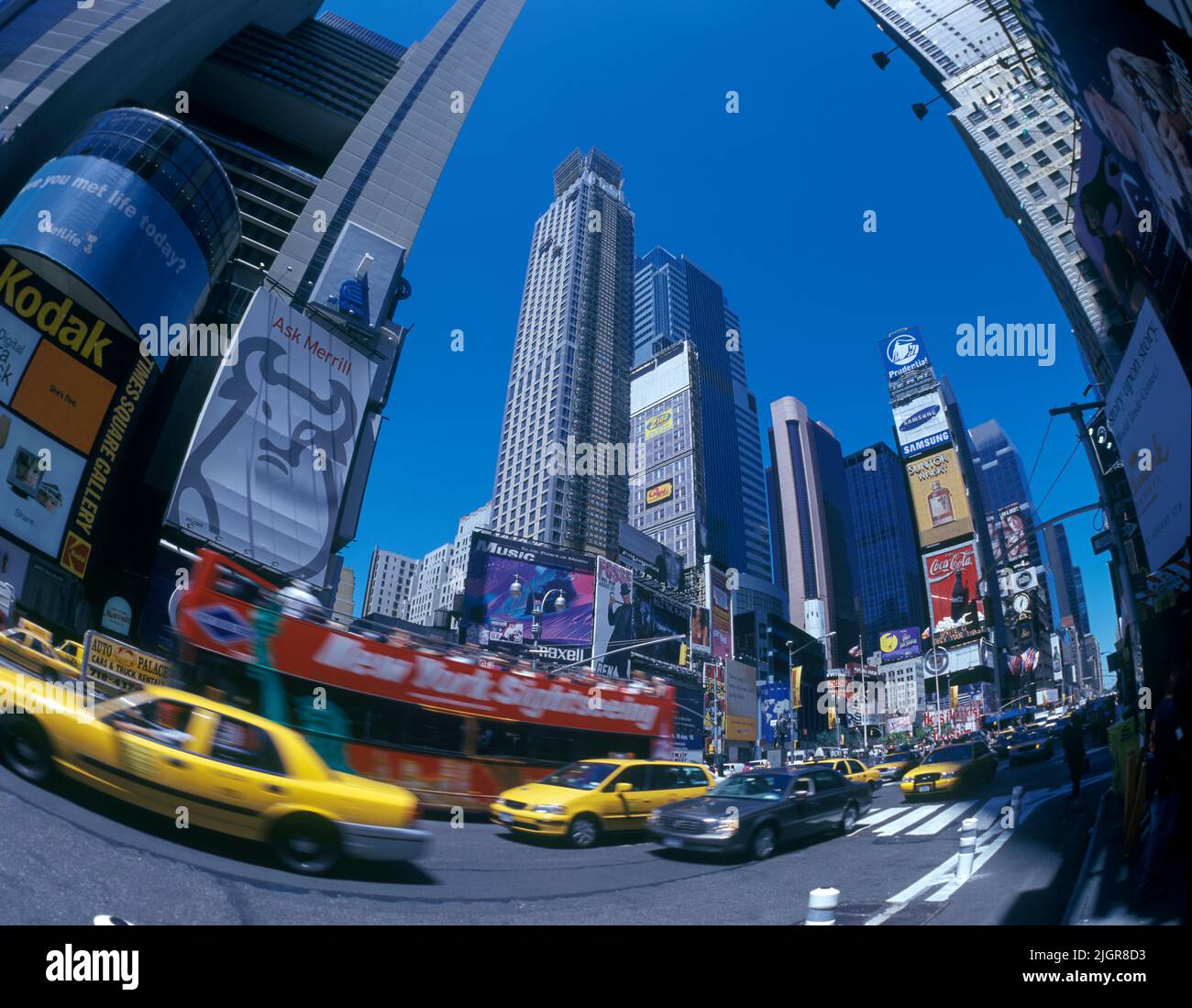 2001 HISTORICAL STREET SCENE YELLOW TAXI CABS TIMES SQUARE MANHATTAN ...
