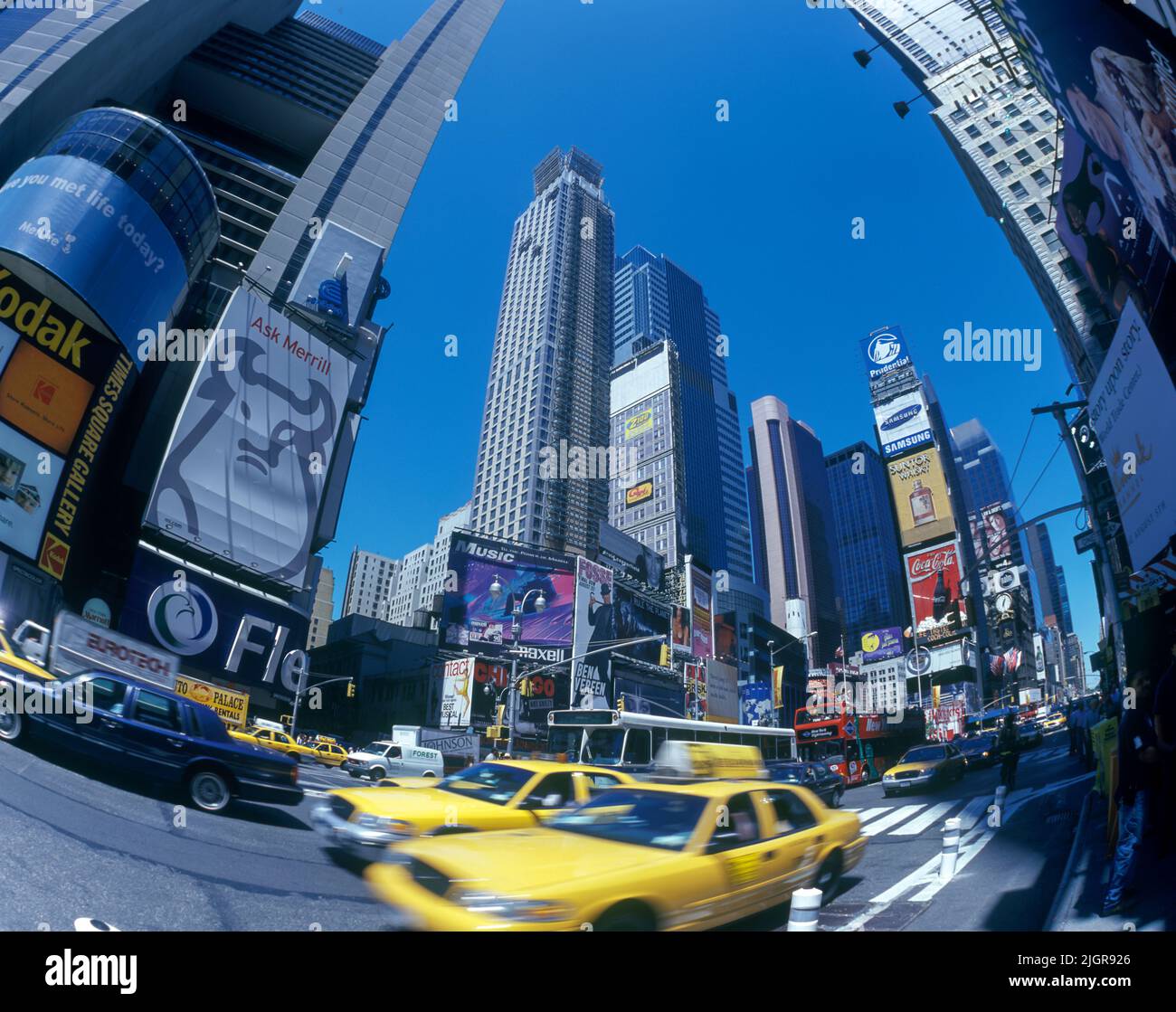 2001 HISTORICAL STREET SCENE YELLOW TAXI CABS TIMES SQUARE MANHATTAN ...