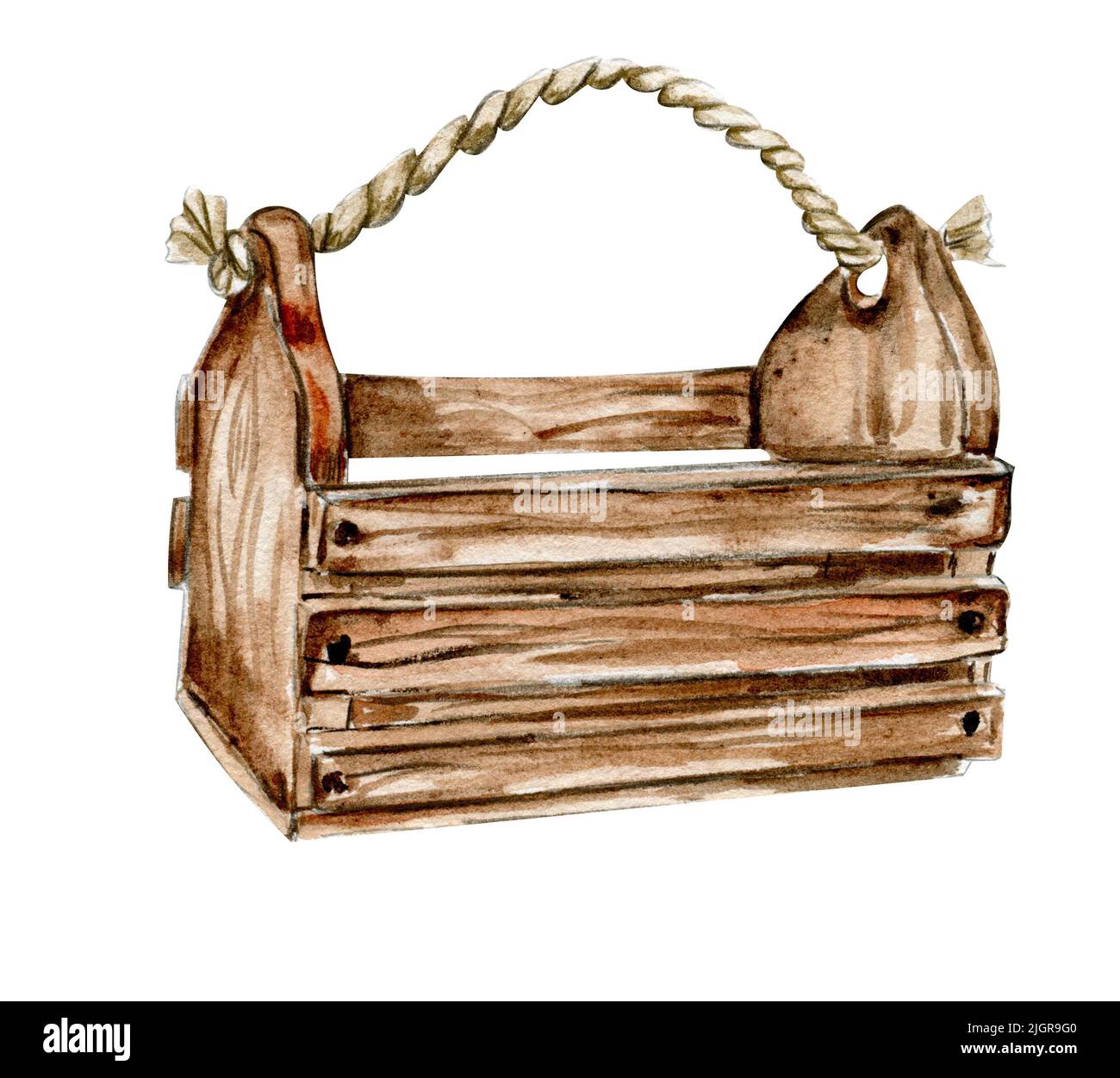 Hand drawn watercolor wooden boxes Stock Photo - Alamy