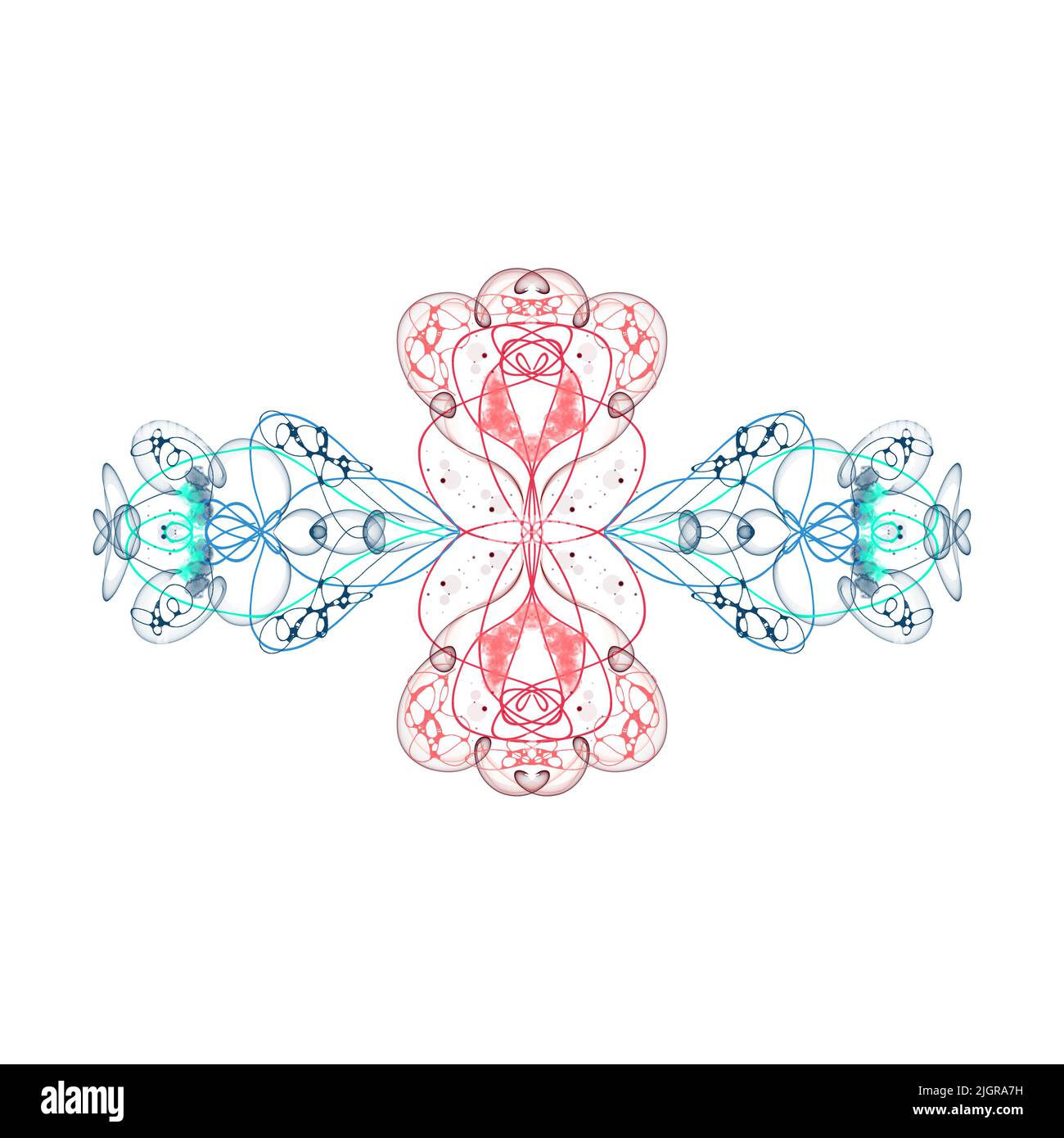 Pink and lilac mirrored rose pattern designed with fine line ...
