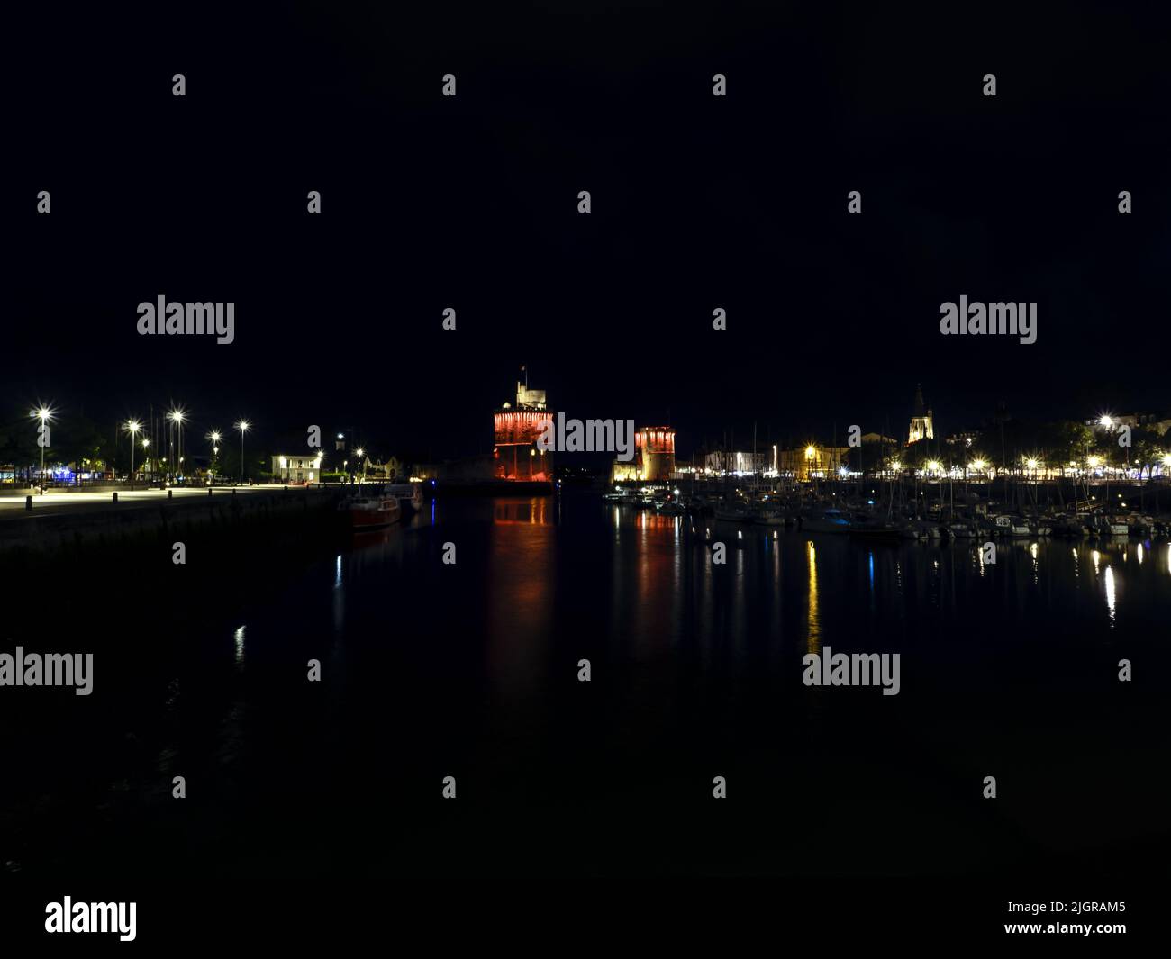 La Rochelle, France June 2022. Night photo of the port of La Rochelle ...