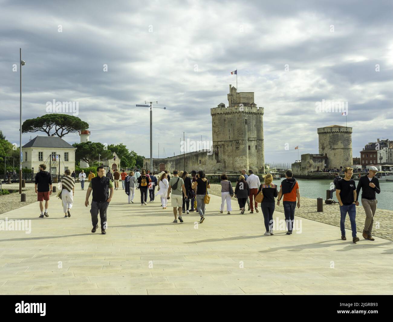 La Rochelle, France, July 2022. Tourists in the city streets of La ...