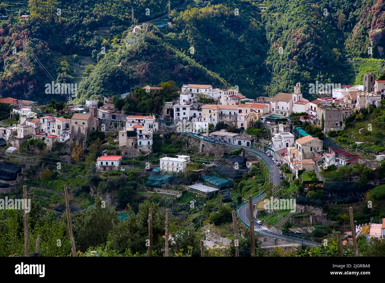 A scenic view of the seaside village of Ravello on Italy's Amalfi Coast ...