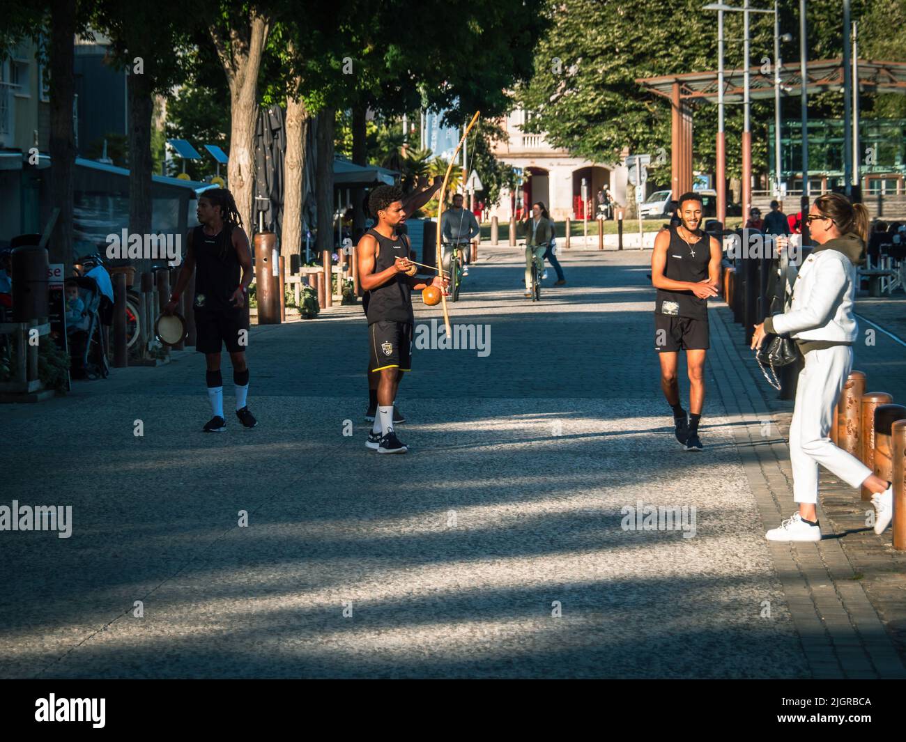 Il de Re, France June 2022. African Americans Capoeira dancers in the ...