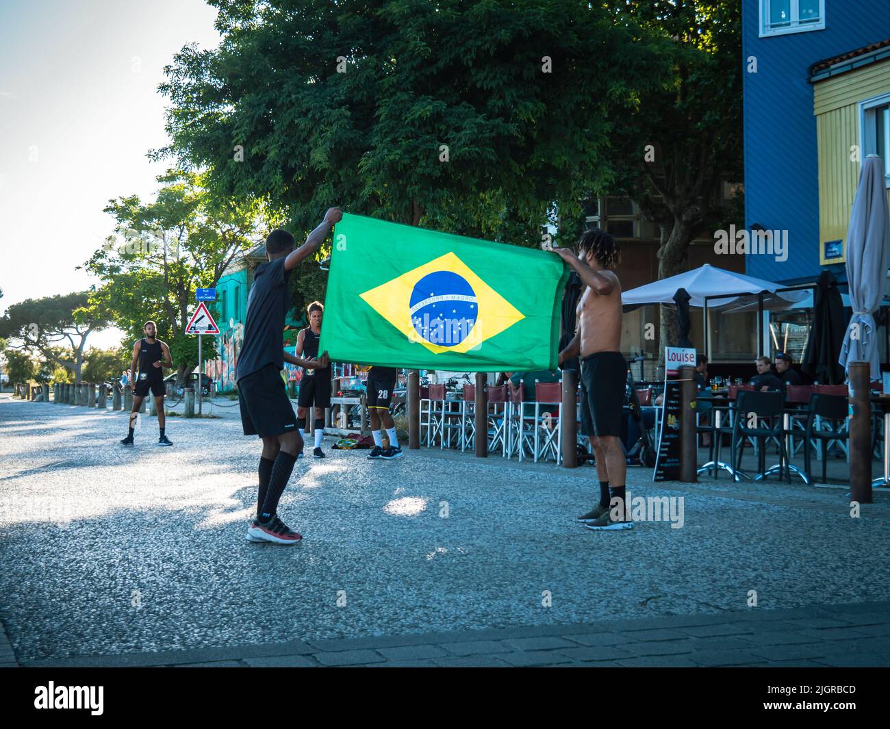 Il de Re, France June 2022. African Americans Capoeira dancers in the ...