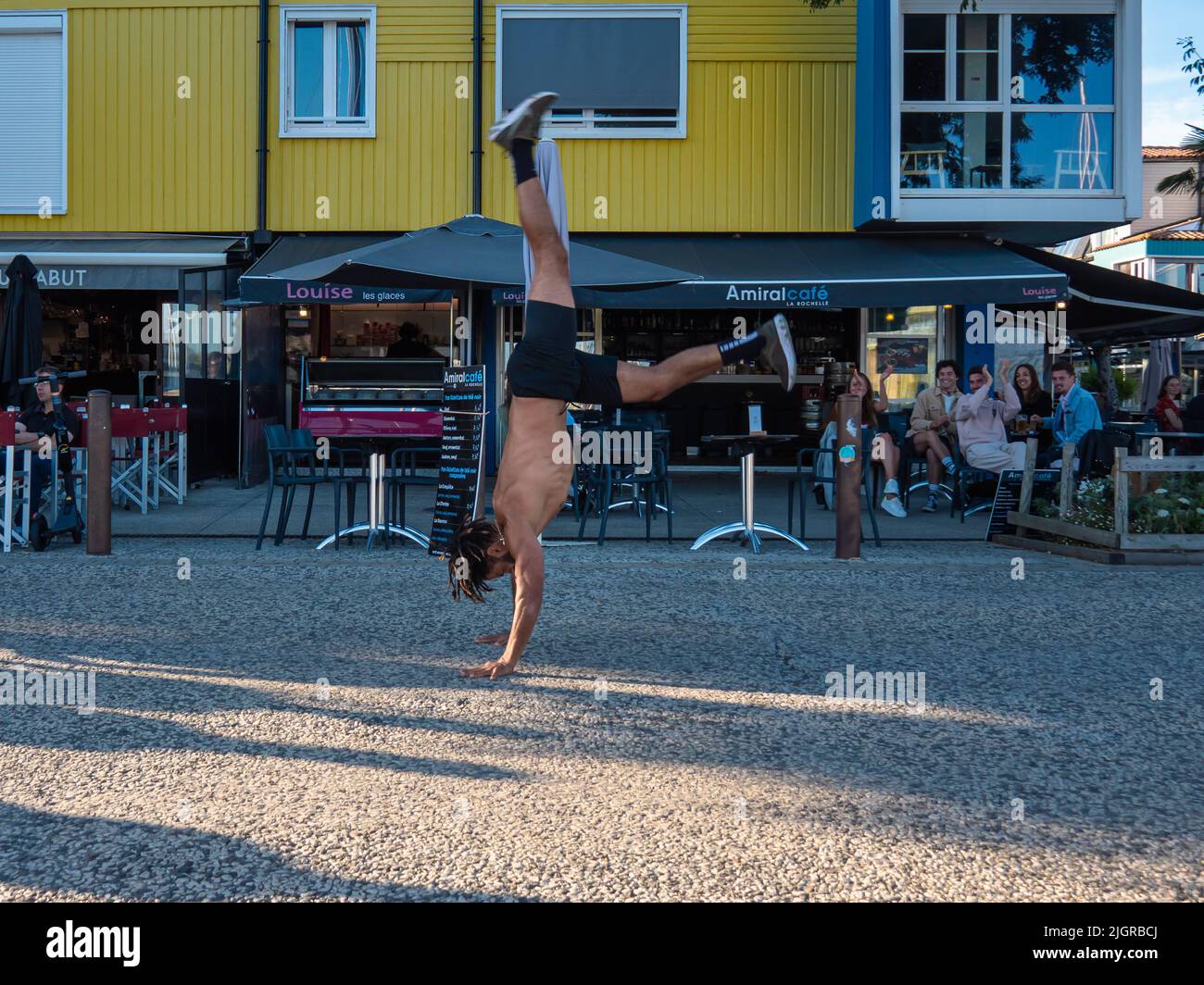 Il de Re, France June 2022. African Americans Capoeira dancers in the ...