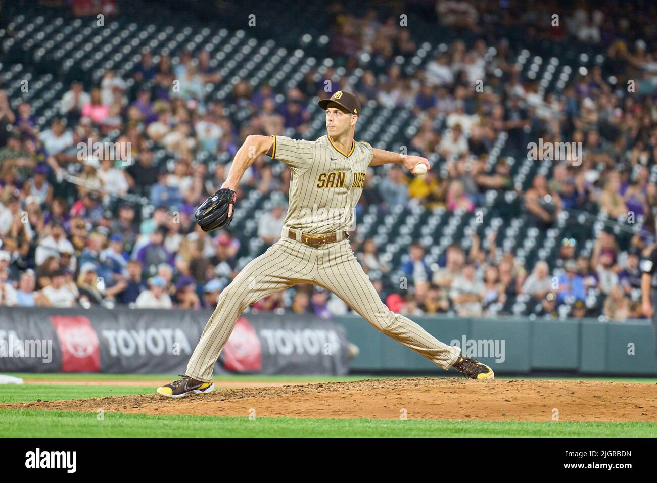Denver CO, USA. 11th July, 2022. San Diego pitcher Taylor Rogers (17 ...