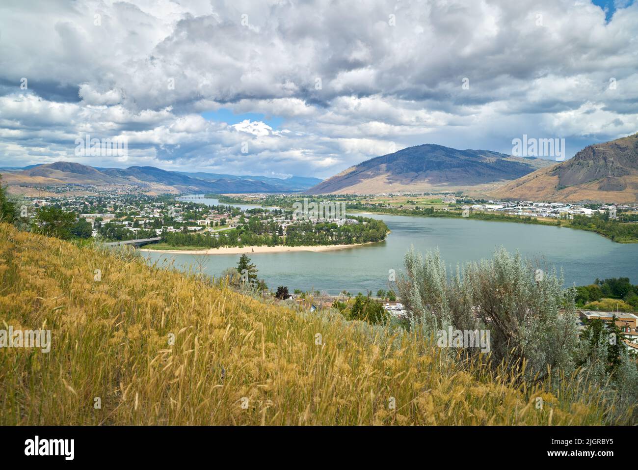 North Thompson River View Kamloops. A high angle view of the Thompson ...