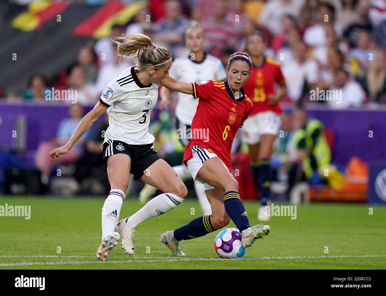Spain’s Aitana Bonmatí battles with Germany’s Kathrin-Julia Hendrich ...