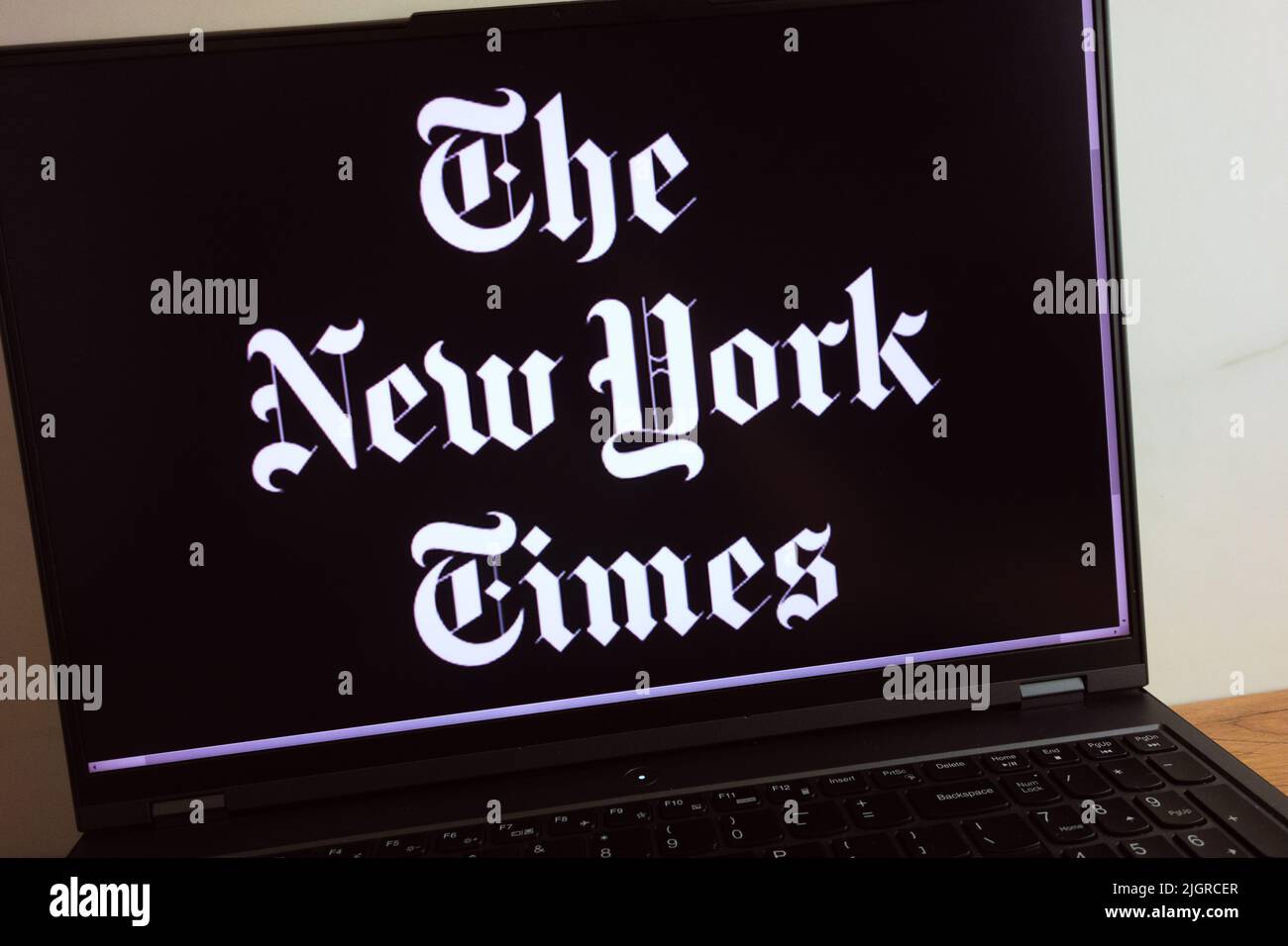 KONSKIE, POLAND - July 11, 2022: The New York Times newspaper logo ...