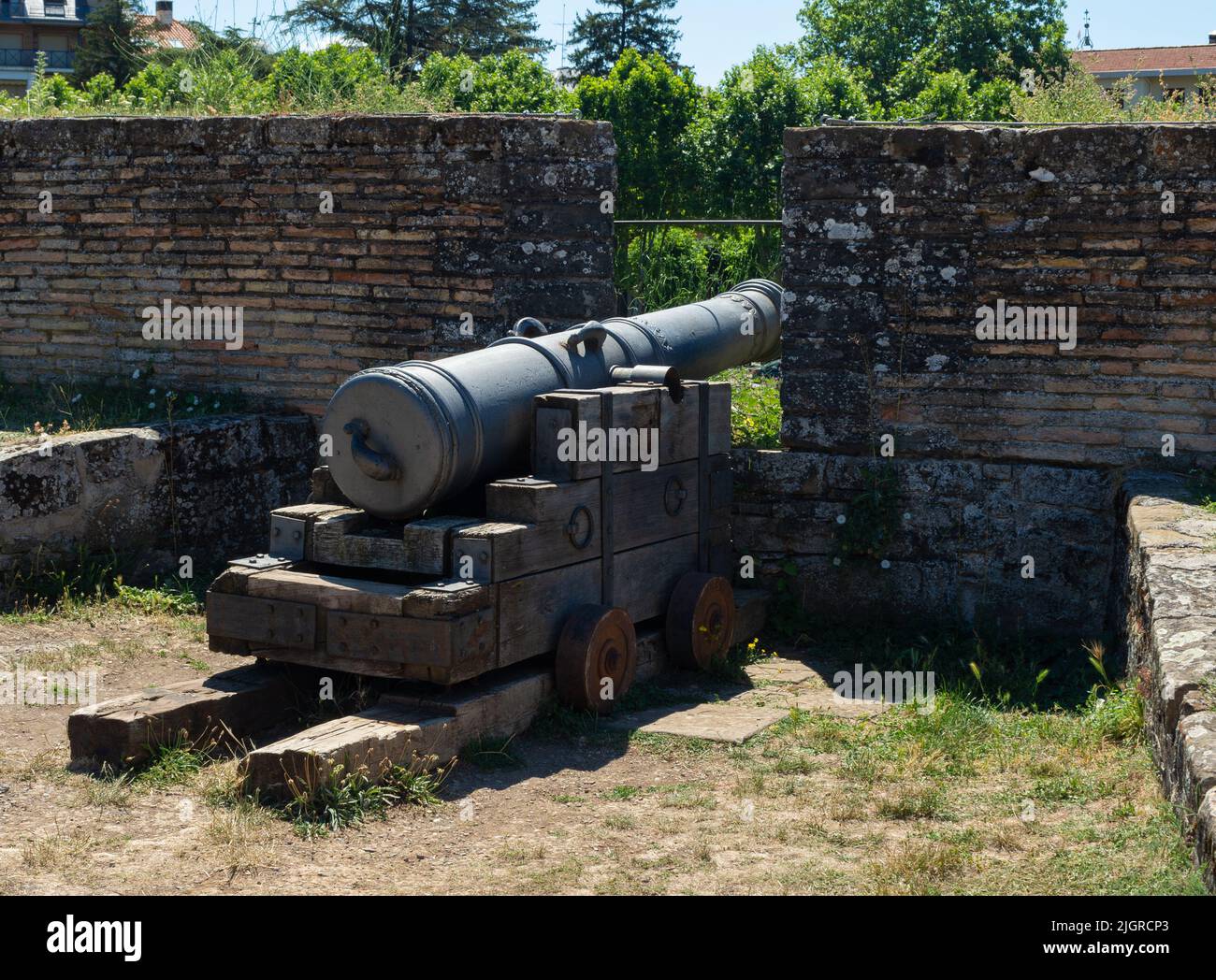 Cannon inside the castle of San Pedro, citadel of Jaca, Spain Stock ...