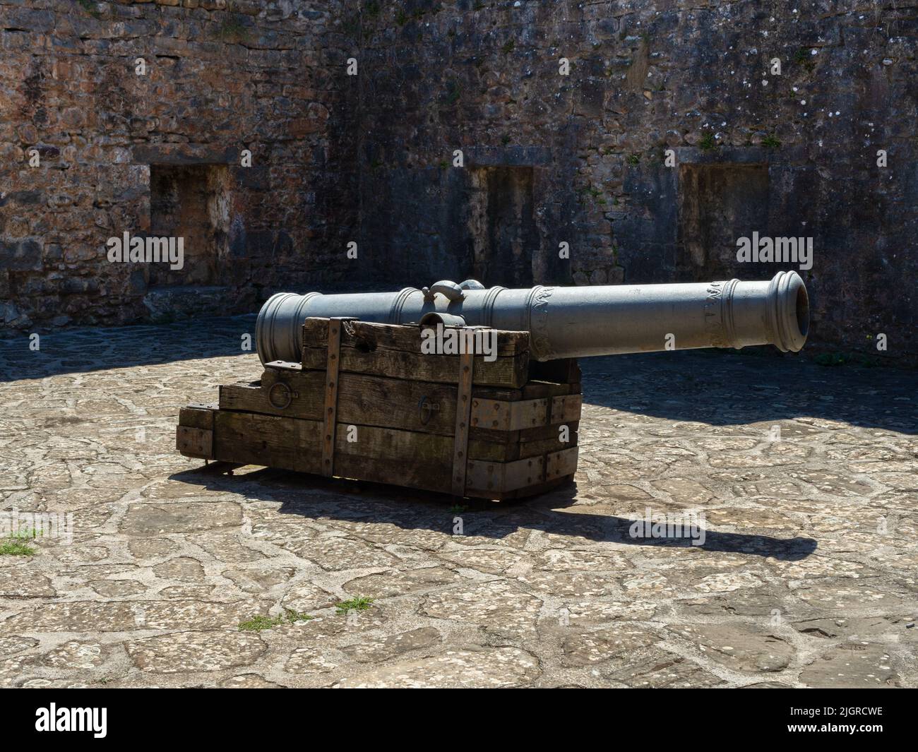 Cannon inside the castle of San Pedro, citadel of Jaca, Spain Stock ...