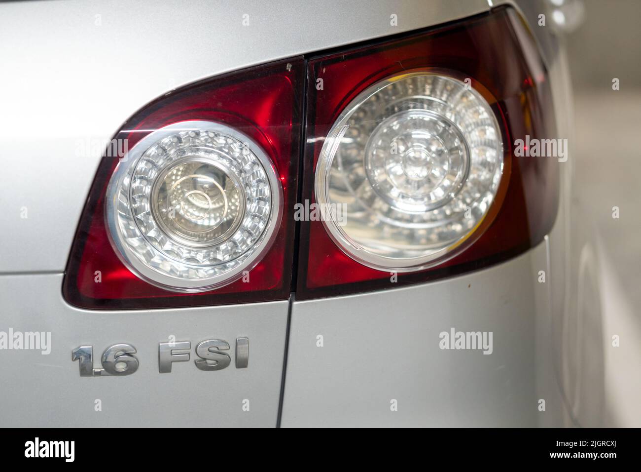 The Close-up shot of the rear position lamp of a Volkswagen Golf Plus ...