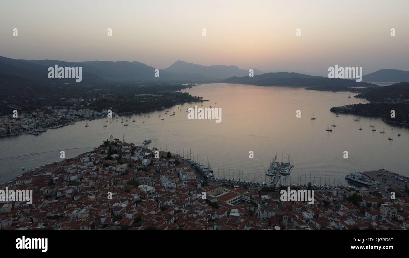 An aerial view of dense seaside buildings on an island Stock Photo - Alamy