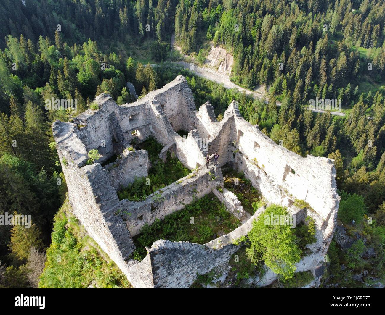 A high angle shot of Ehrenberg Castle ruins on a hill in a forest Stock ...