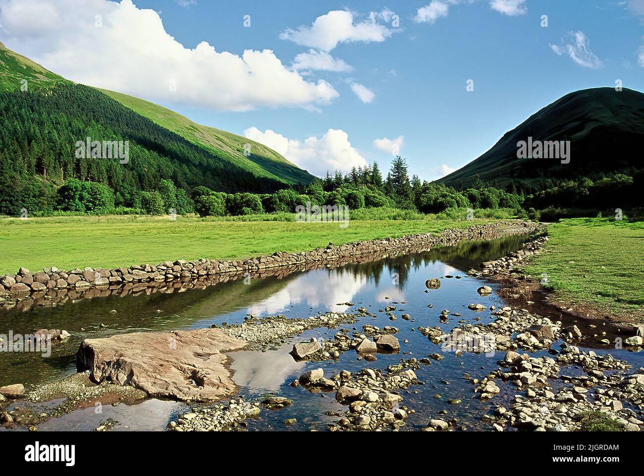 A beautiful view of Dob Gill stream at Thirlmere reservoir in England ...