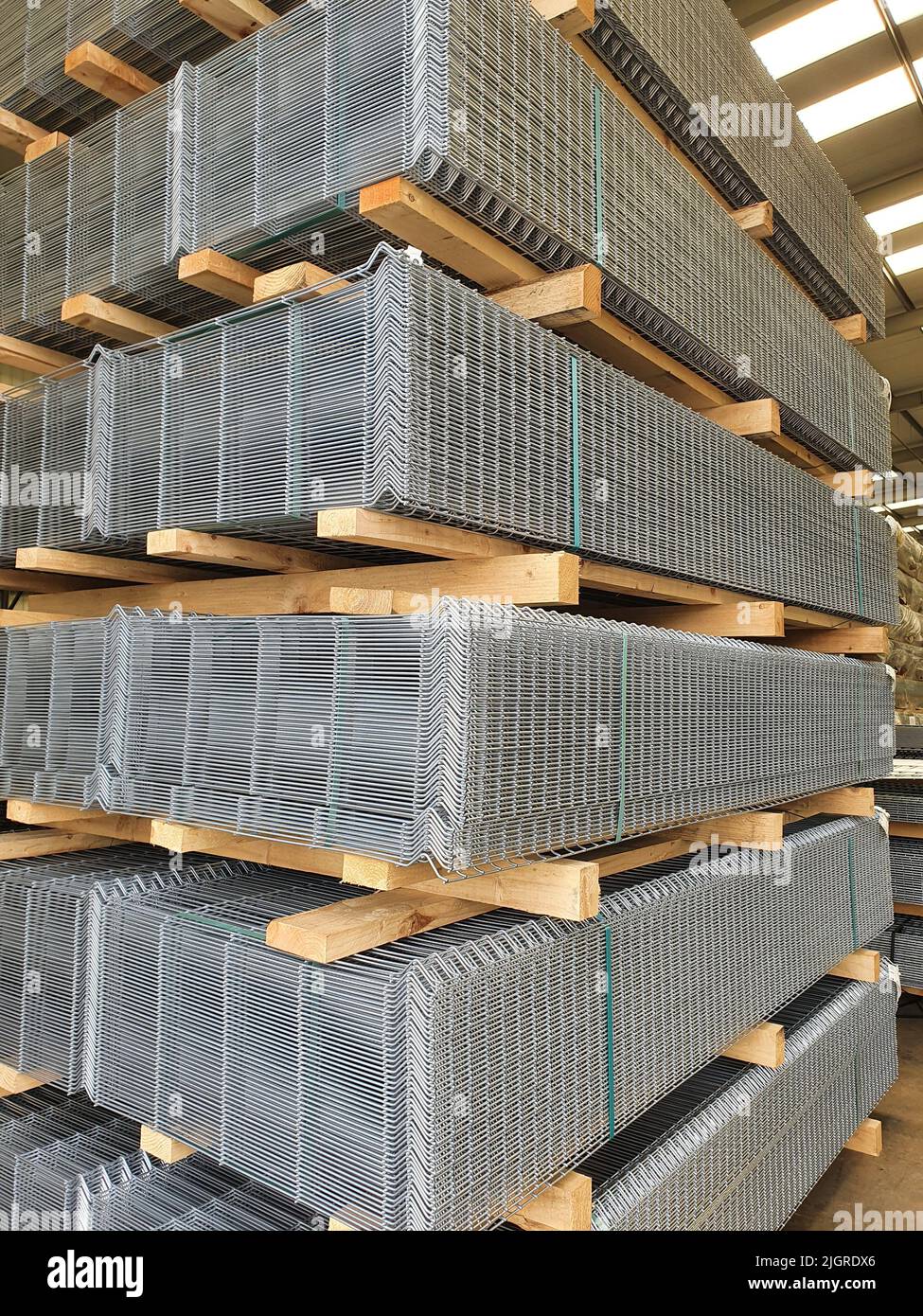 A stack of profile style welded mesh fencing panels, uncoated ...