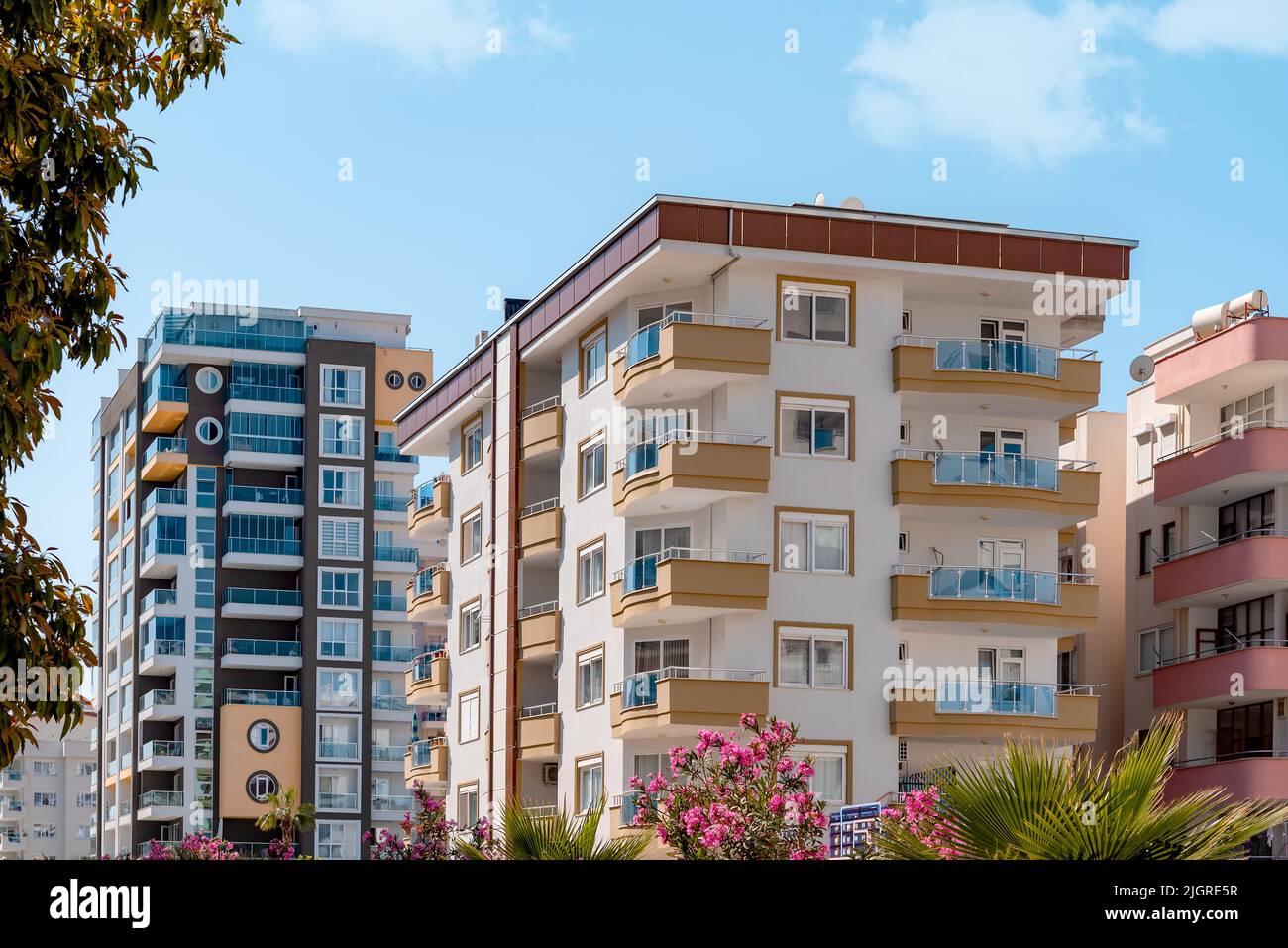 Urban Turkish landscape with a view of residential buildings among ...