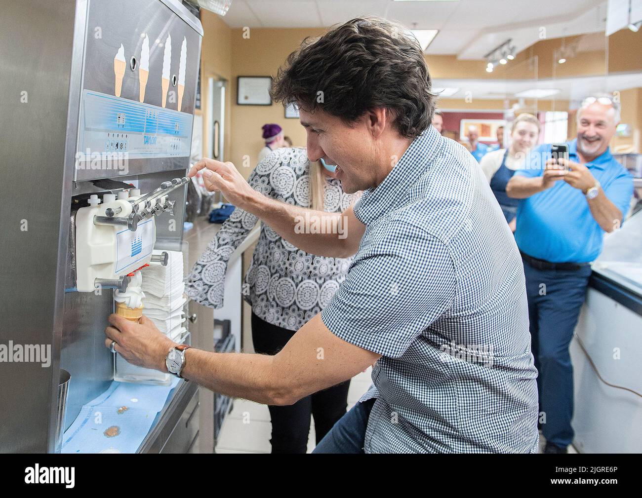 Magog, Que., Canada, July 12, 2022. Prime Minister Justin Trudeau makes ...