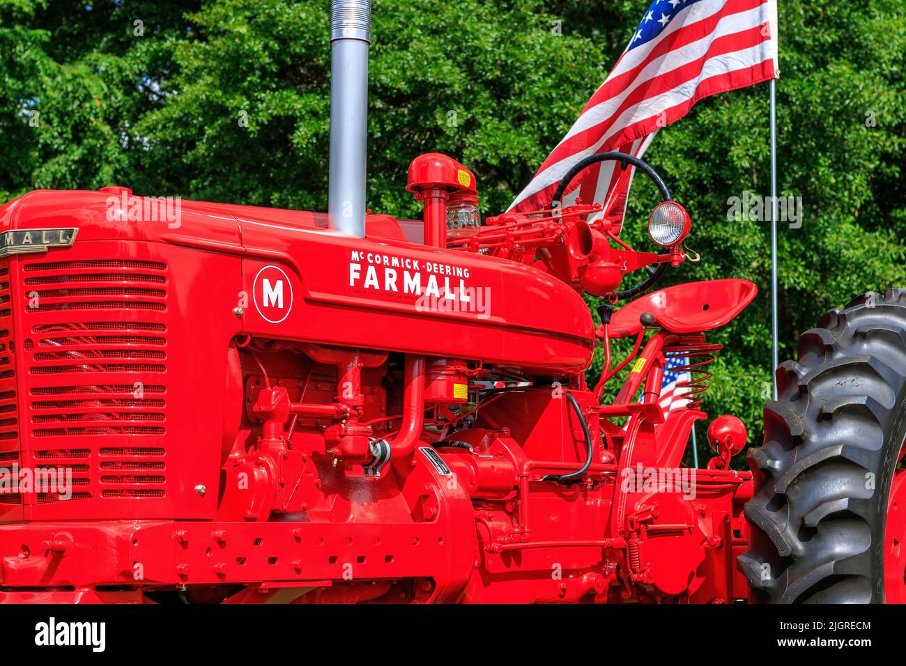 A shot of the red Farmall Tractor in the field, in United States Stock ...