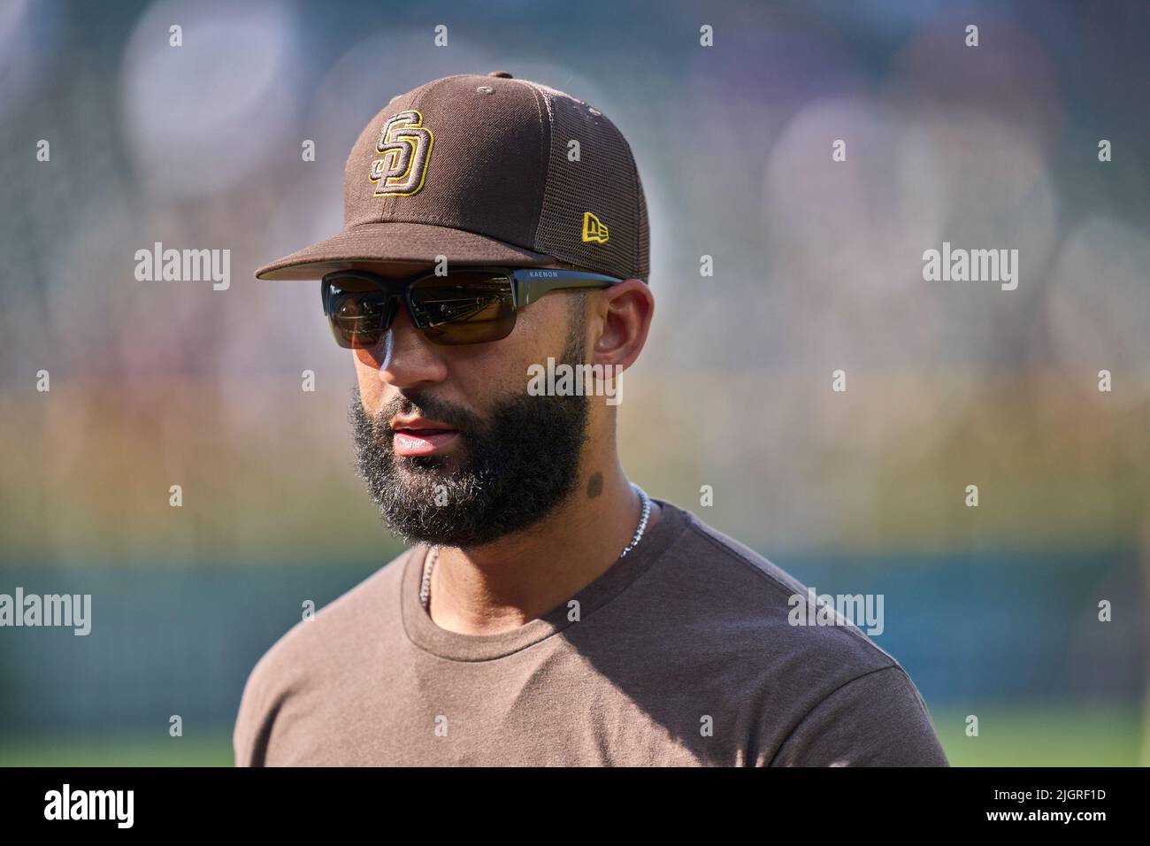 July 11 2022: San Diego right fielder Nomar Mazara (16) during pre game ...