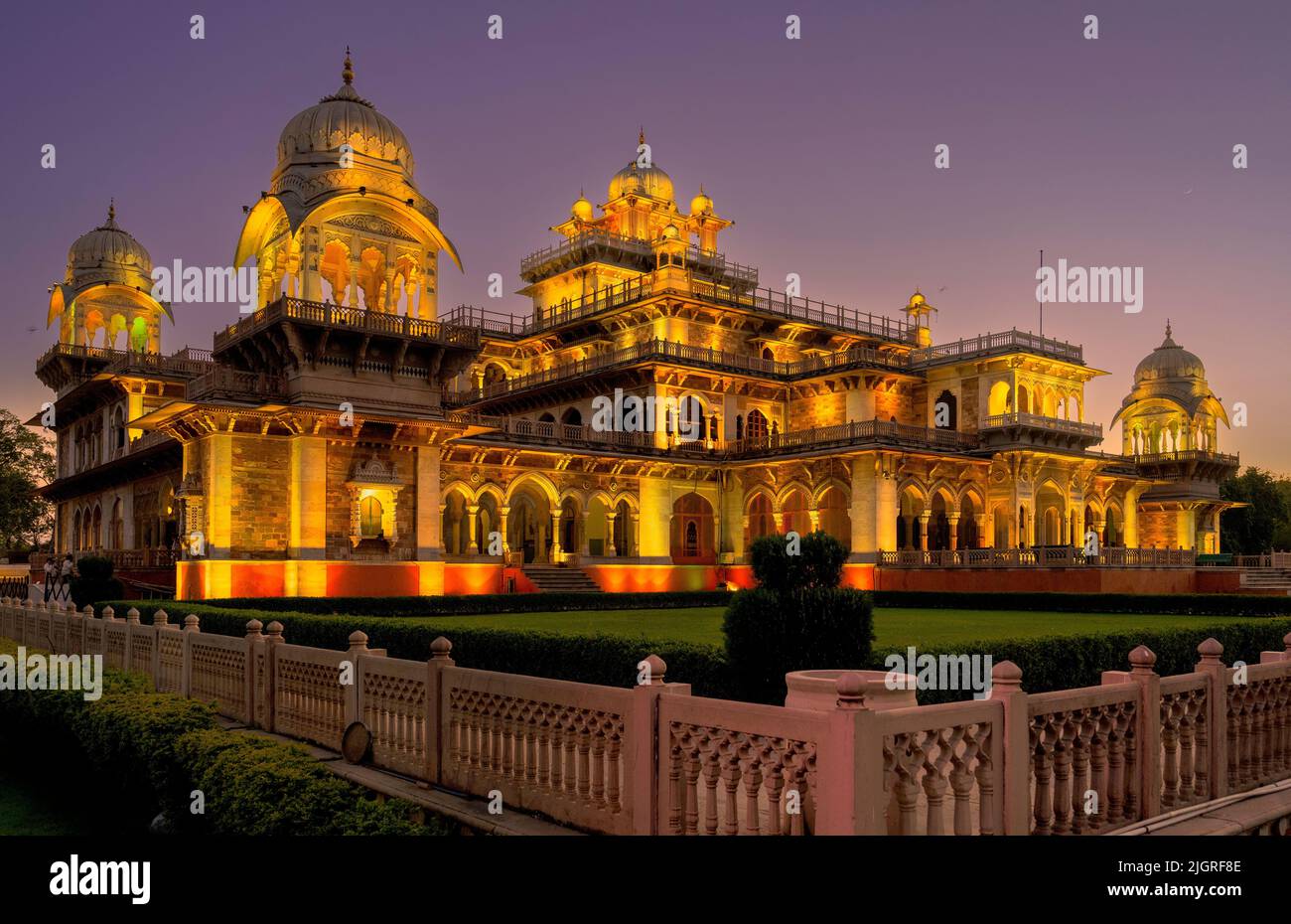 The Albert Hall Museum in Jaipur, Rajasthan, India during dusk Stock ...
