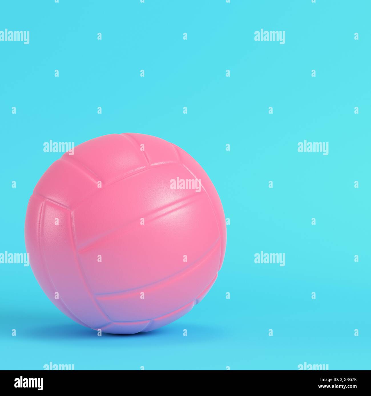 Pink volleyball ball on bright blue background in pastel colors ...