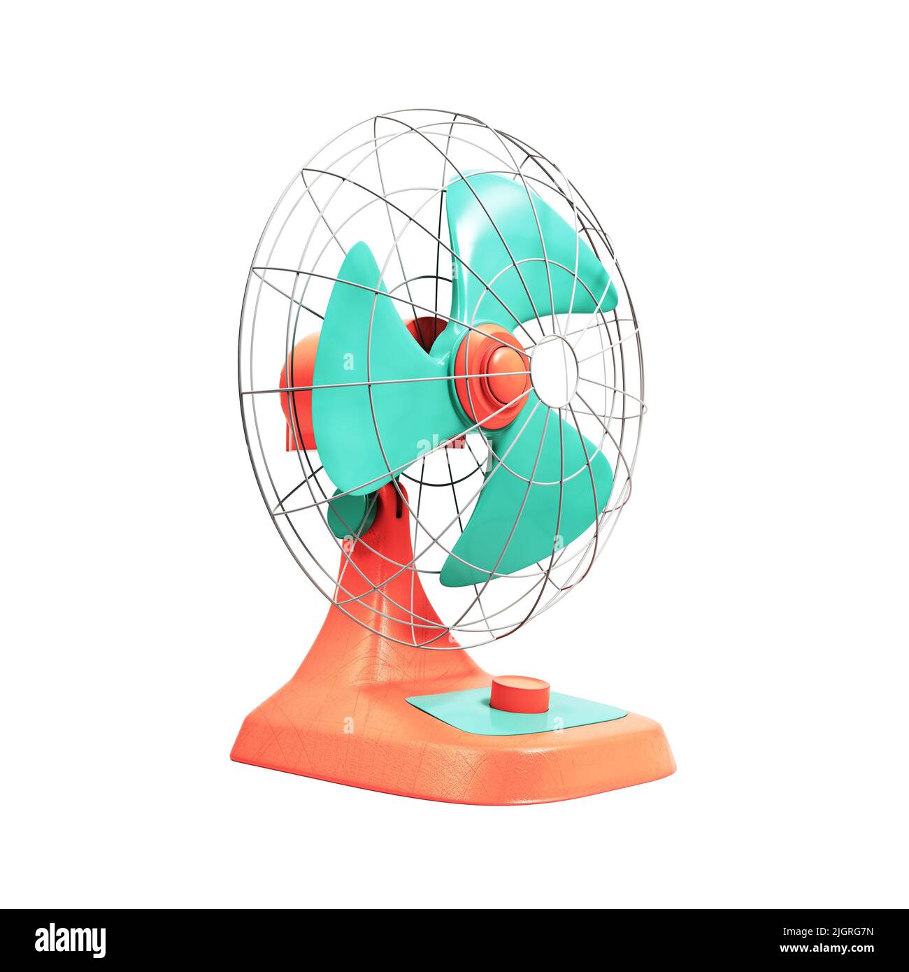Red electric fan isolated on white background. 3d rendering Stock Photo ...