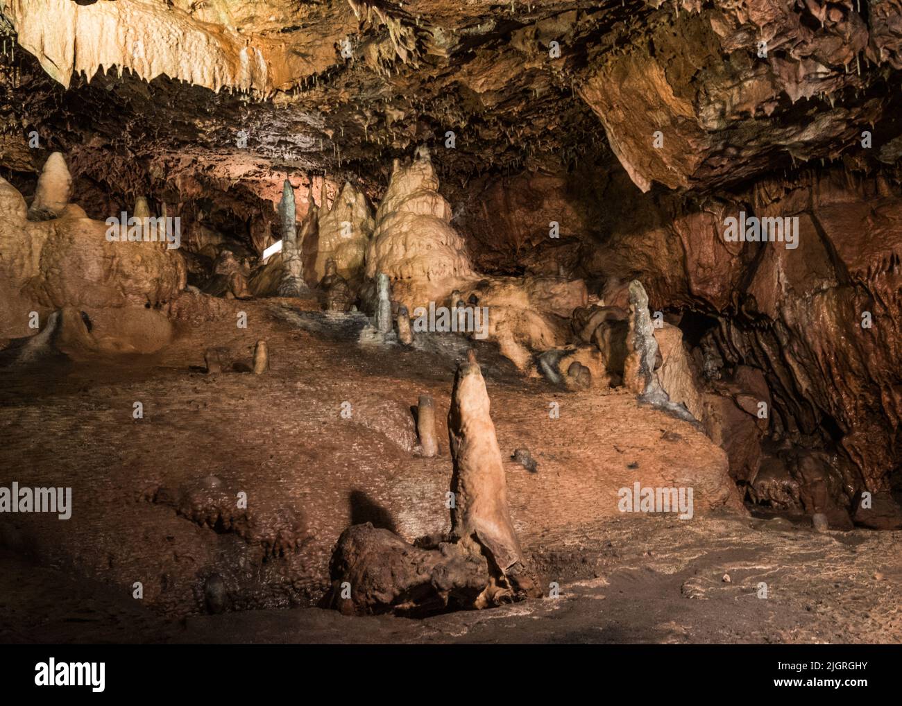 A Shot of an Ancient Stalagmites and Stalactites in Kent Caverns,pre ...