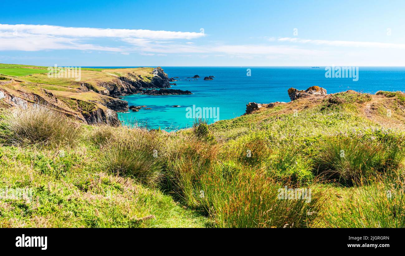 Pentreath Beach and Cliffs, Cornwall, England Stock Photo - Alamy