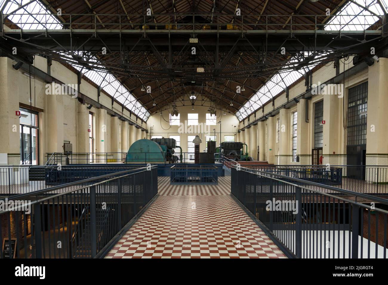 The Interior of c-mine old coal mining building in Genk, Belgium Stock ...