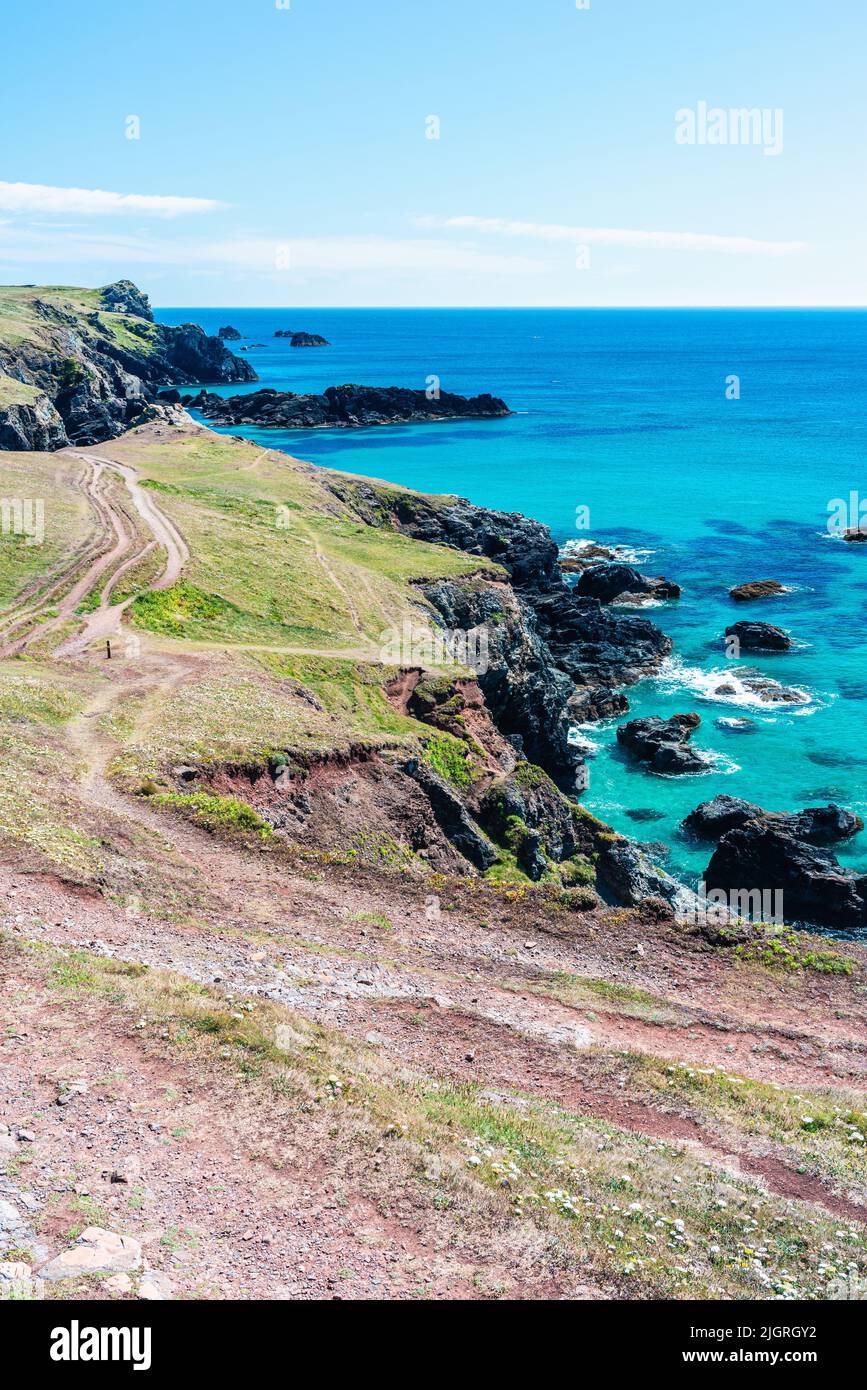 Pentreath Beach and Cliffs, Cornwall, England Stock Photo - Alamy