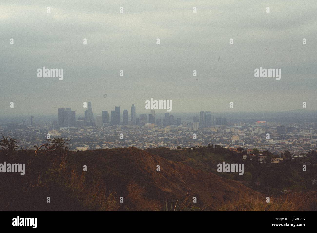 An aerial view of modern buildings on a cloudy day Stock Photo - Alamy