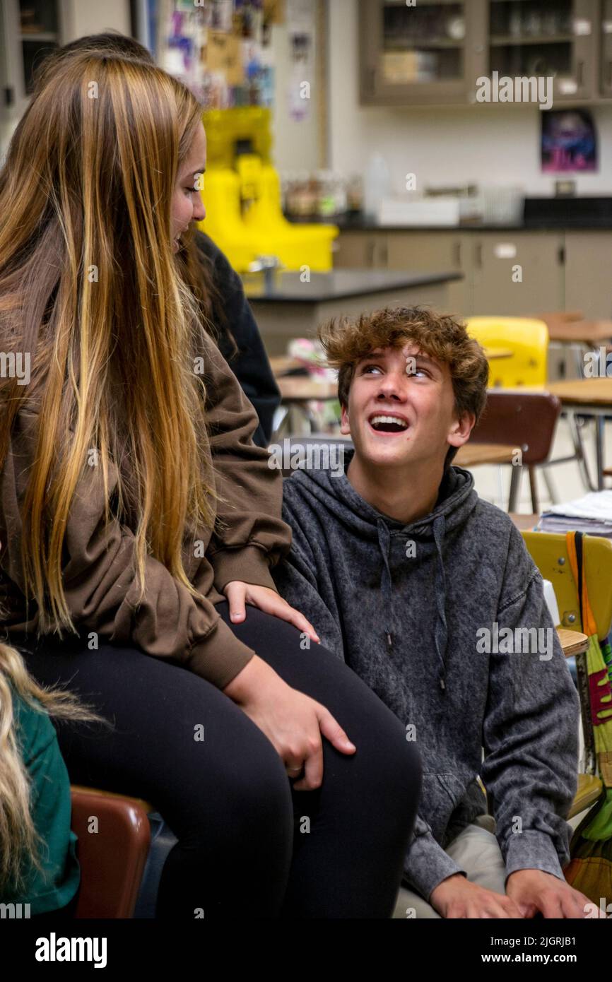 Adolescent couple school hi-res stock photography and images - Alamy