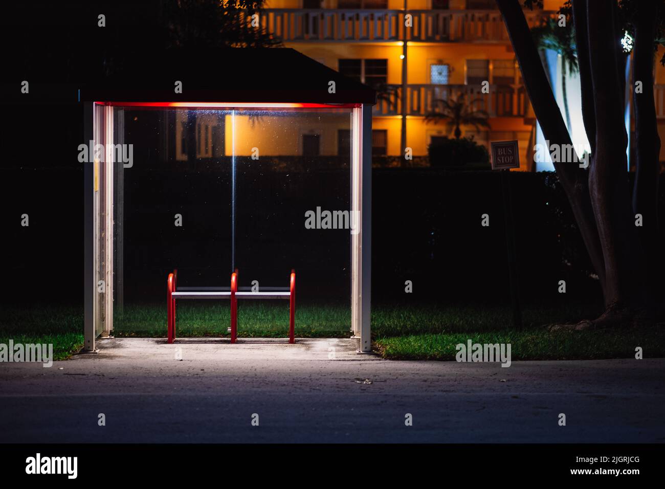 Bus stop bench night hi-res stock photography and images - Alamy