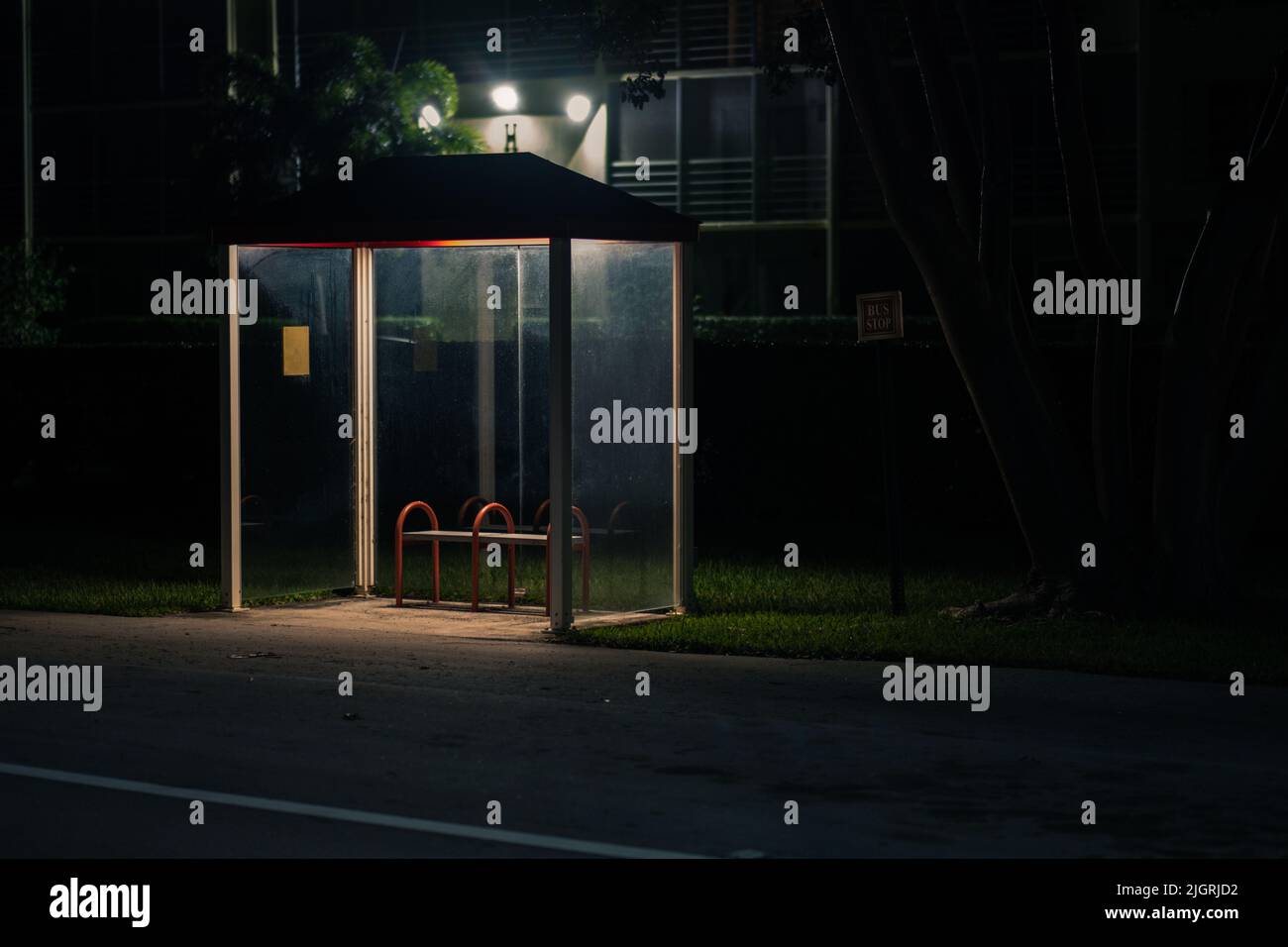 Bus stop bench night hi-res stock photography and images - Alamy