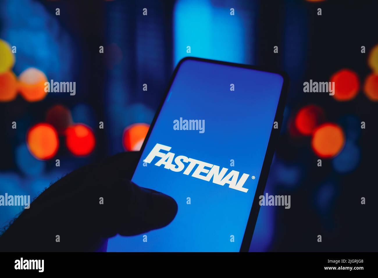 In this photo illustration, the Fastenal logo is seen on a smartphone ...